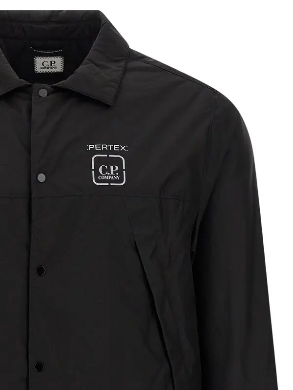 C.P. COMPANY Bottoned Shirt Jacket With Print And Drawstring Hem