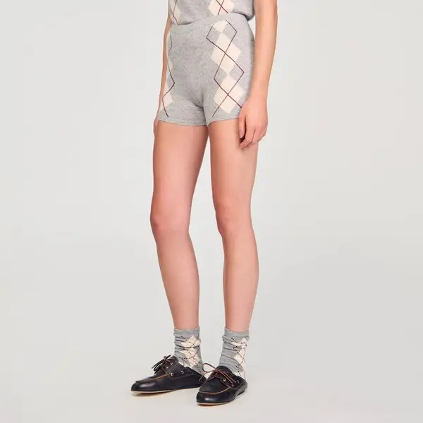 Sandro Diamond-pattern Knit Shorts