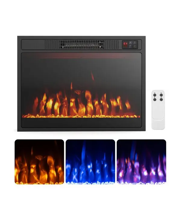 SUGIFT 23 Inches 750w/1500w Electric Fireplace Heater With Alter Flame Color And Brightness - Black
