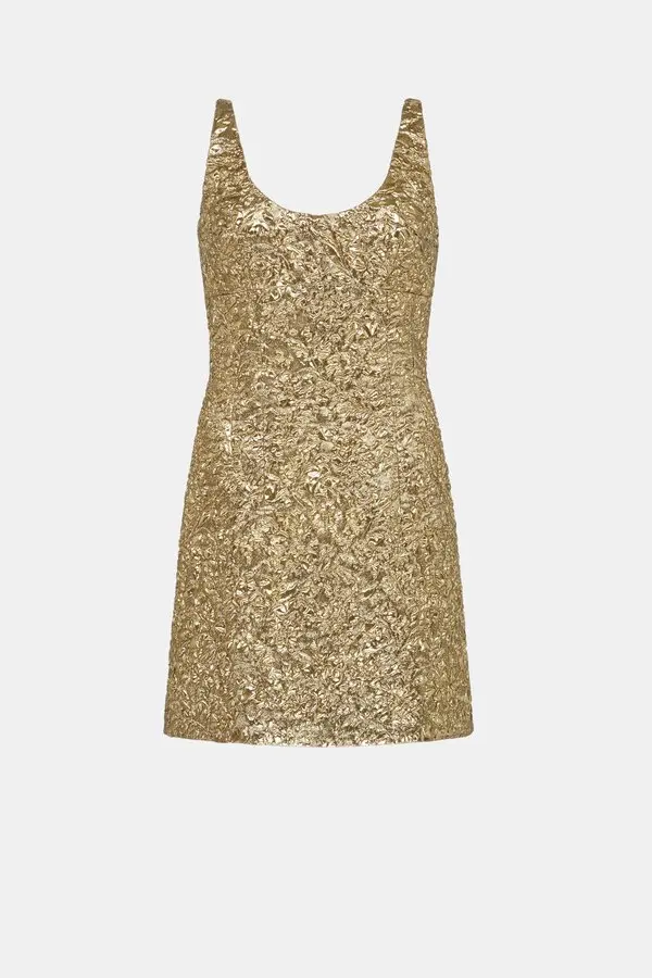 EMILIA WICKSTEAD Double Warp Floral A-line Mini Dress - Gold