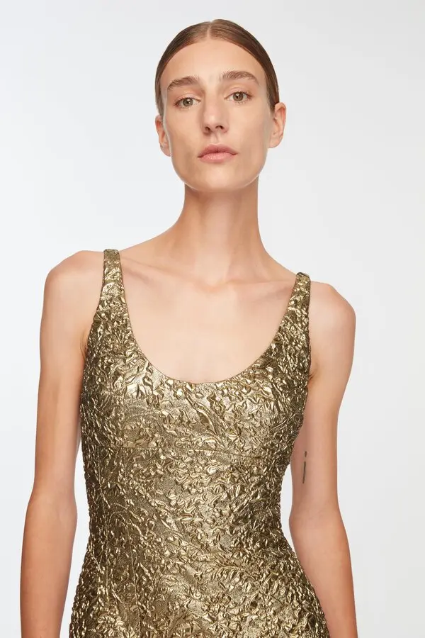 EMILIA WICKSTEAD Double Warp Floral A-line Mini Dress - Gold