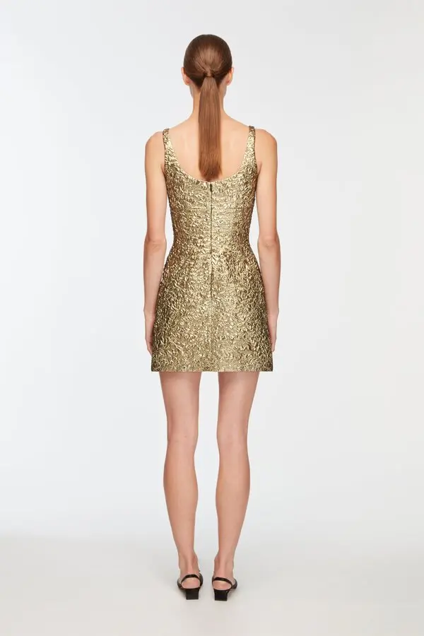 EMILIA WICKSTEAD Double Warp Floral A-line Mini Dress - Gold