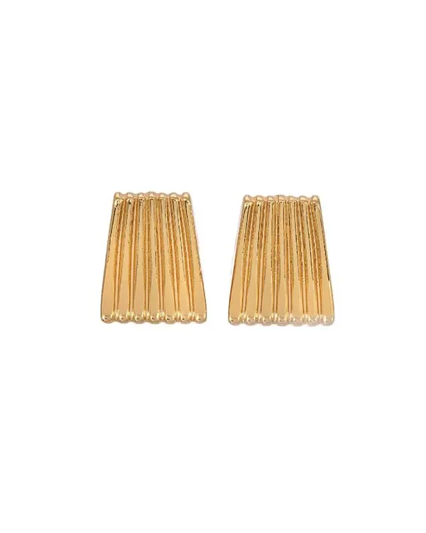 HEAVEN MAYHEM Ribbed Rectangle Earrings - Gold