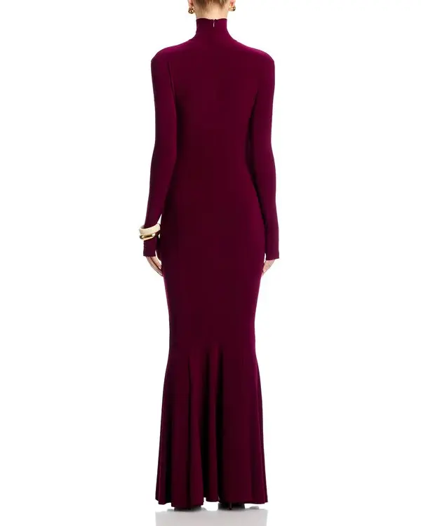 Norma Kamali Long Sleeve Fishtail Gown - Plum