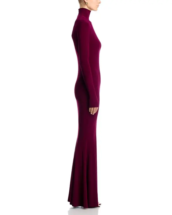 Norma Kamali Long Sleeve Fishtail Gown - Plum