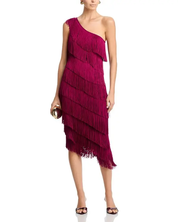 Norma Kamali Asymmetric Fringe Dress