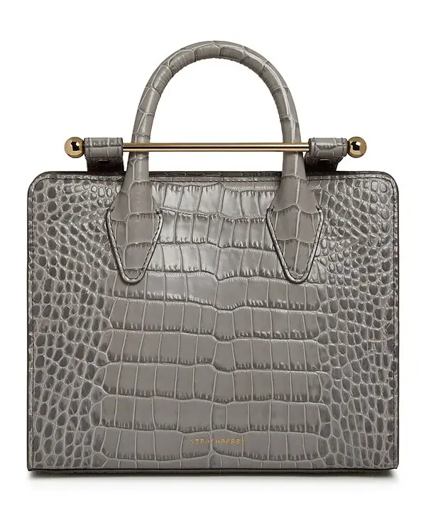 Strathberry Croc Embossed Mini Tote - Stone