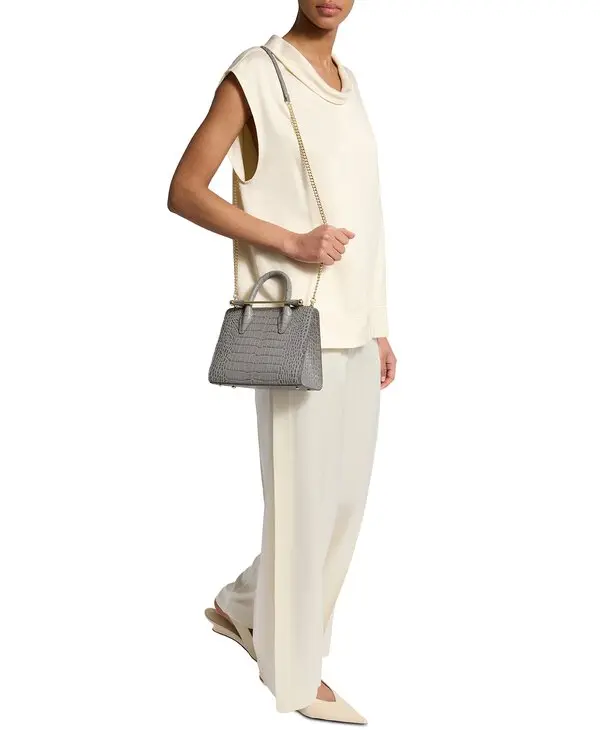 Strathberry Croc Embossed Mini Tote - Stone