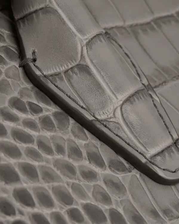 Strathberry Croc Embossed Mini Tote - Stone
