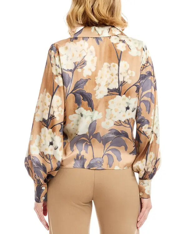 Karen Kane Satin Tie Front Top - Print