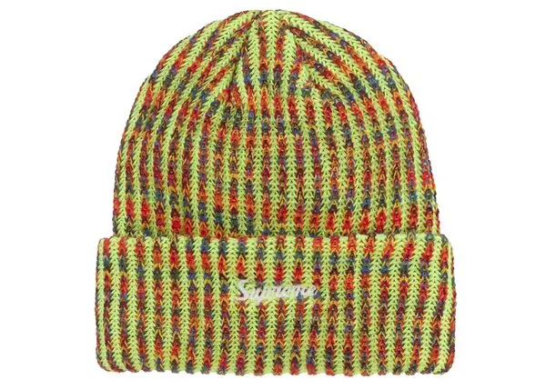 Supreme Rainbow Loose Gauge Beanie - Neon Yellow