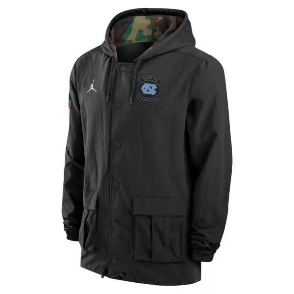 JORDAN Brand North Carolina Full-snap Hooded Military Jacket - Black