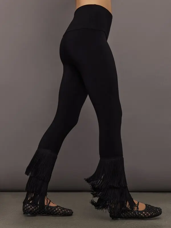 Norma Kamali Fringe Hem Cropped Legging