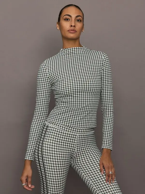 Carbon38 Houndstooth Print Top