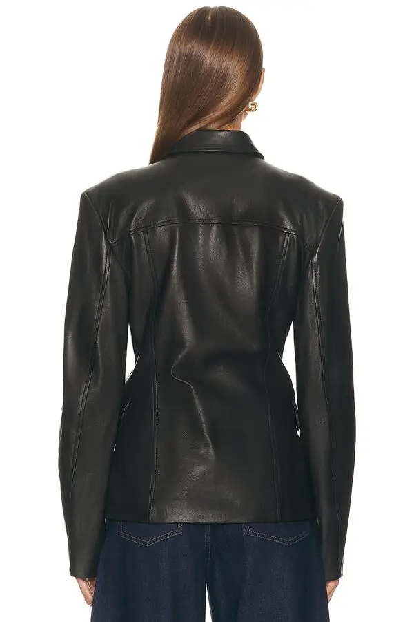 EAVES Aina Leather Cinched Jacket - Black
