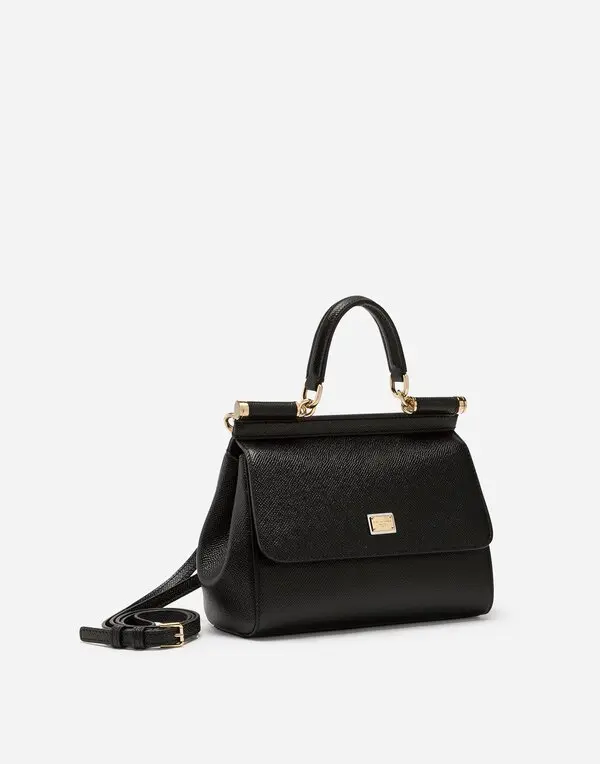 Dolce & Gabbana Small Sicily Handbag In Dauphine Calfskin - Black