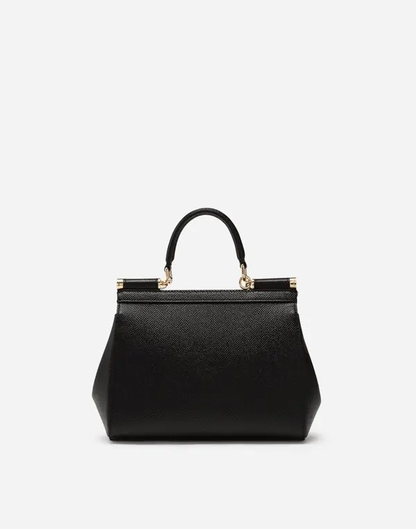 Dolce & Gabbana Small Sicily Handbag In Dauphine Calfskin - Black