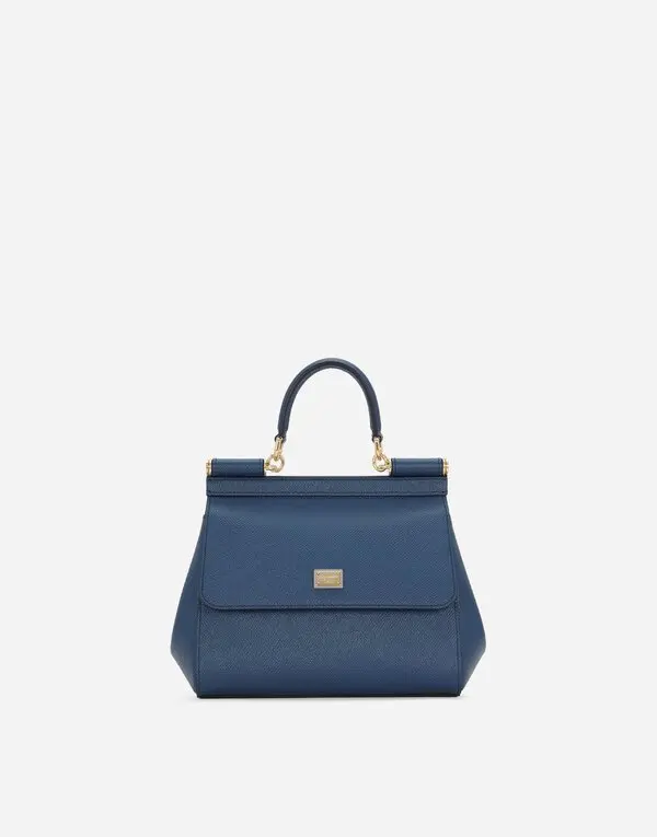Dolce & Gabbana Small Sicily Handbag In Dauphine Calfskin - Blue