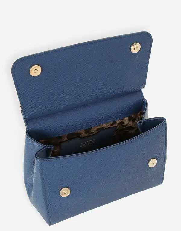 Dolce & Gabbana Small Sicily Handbag In Dauphine Calfskin - Blue