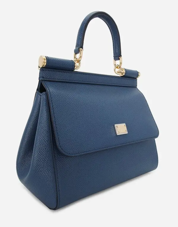 Dolce & Gabbana Small Sicily Handbag In Dauphine Calfskin - Blue