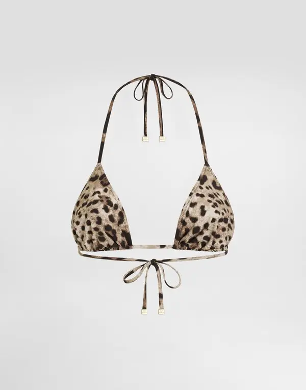 Dolce & Gabbana Leopard Print Triangle Bikini Top - Multicolor