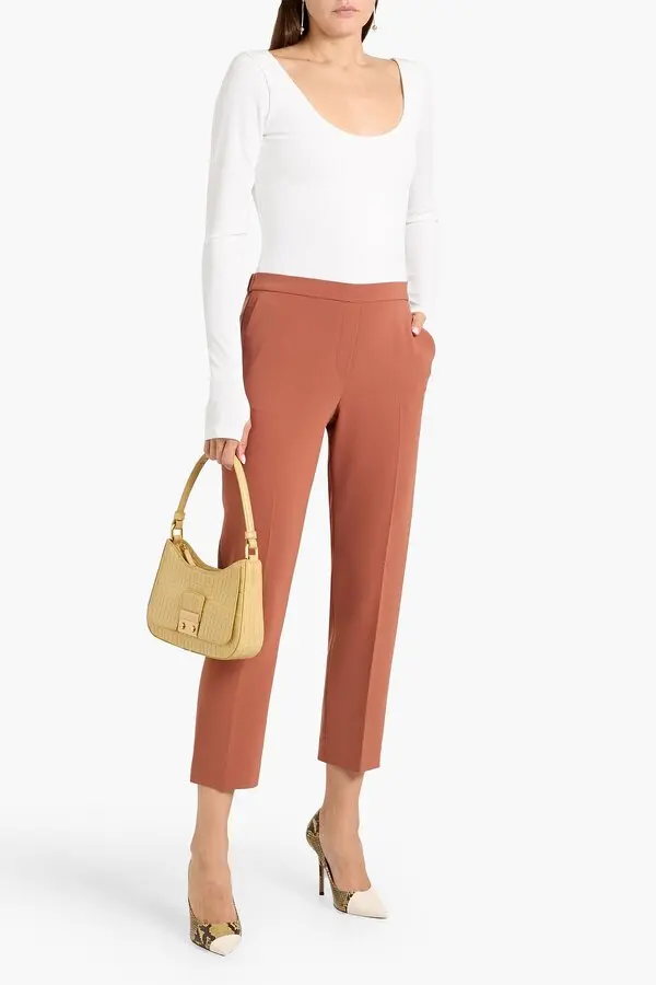 Theory Treeca Cropped Straight-leg Crepe Pants
