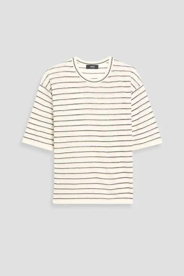 Theory Striped Linen-blend Relaxed Fit T-shirt