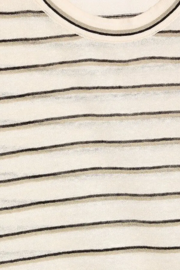 Theory Striped Linen-blend Relaxed Fit T-shirt