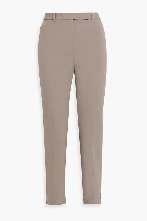 Theory Cropped Slim-leg Stretch Cotton-blend Twill Pants - Mushroom