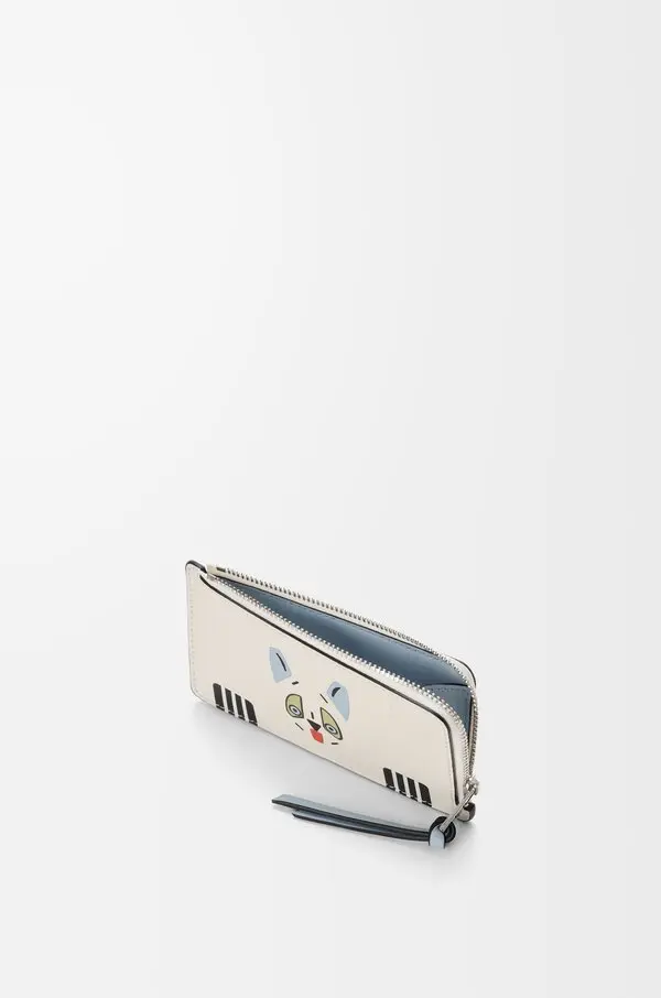 Loewe Futurist Cat Coin Cardholder In Classic Leather Skin - Soft White