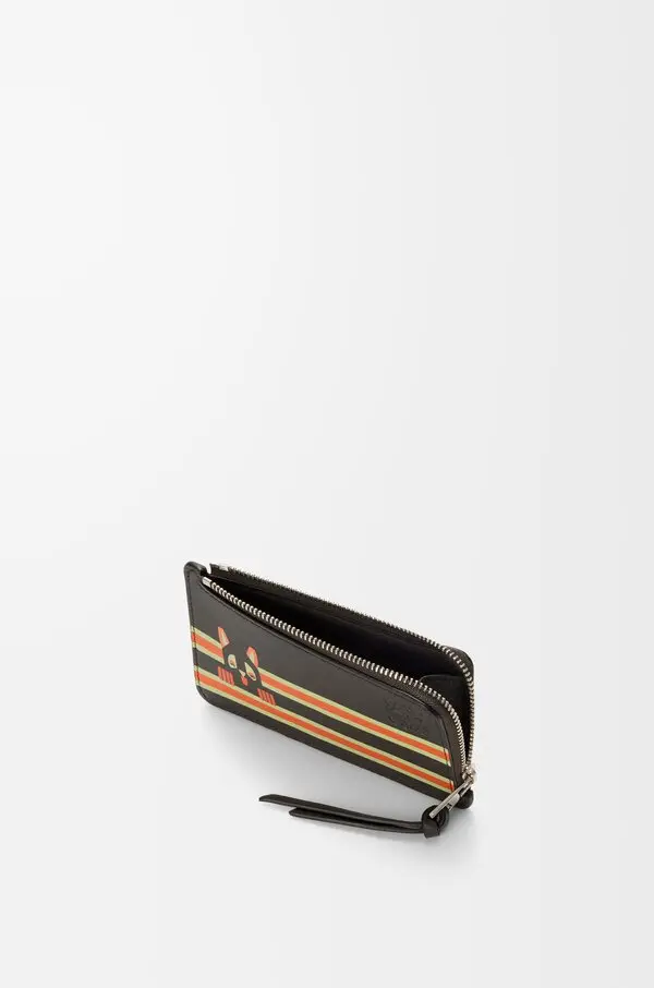 Loewe Futurist Cat Coin Cardholder In Classic Leather Skin - Dark Taupe/orange
