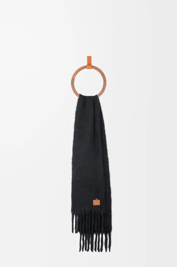 Loewe Scarf In Mohair And Wool Blend - Black