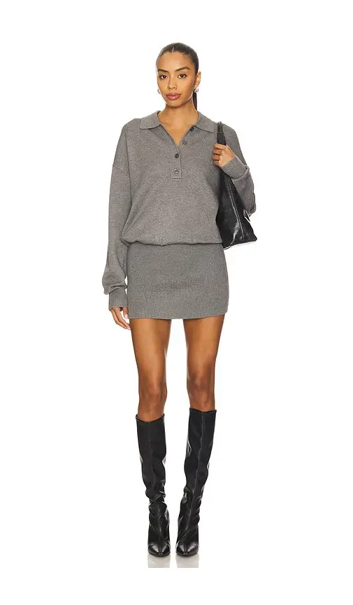 SEROYA Ribbed Knit Mini Dress - Medium Grey