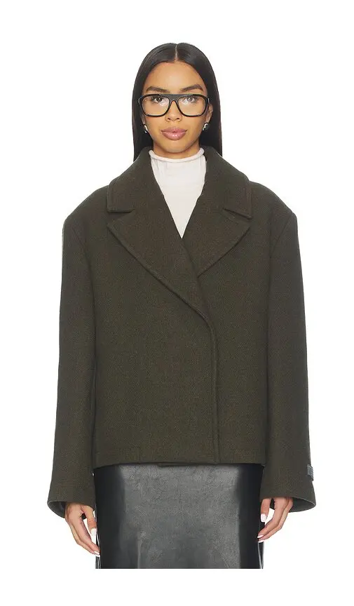 EAVES Osk Manteco Wool Cropped Pea Coat