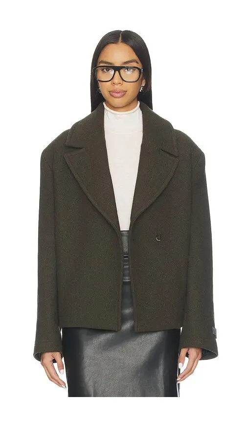 EAVES Osk Manteco Wool Cropped Pea Coat