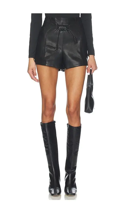 KARINA GRIMALDI Mona Faux Leather Mini Shorts
