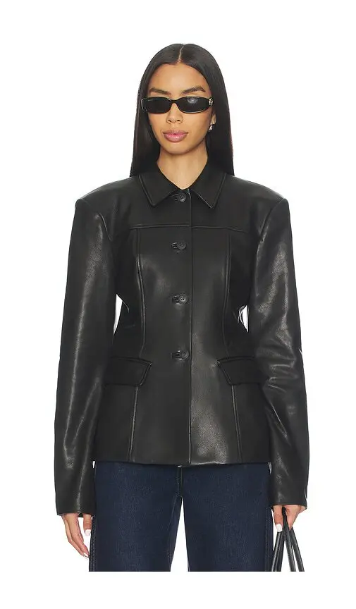 EAVES Leather Cinched Jacket - Black