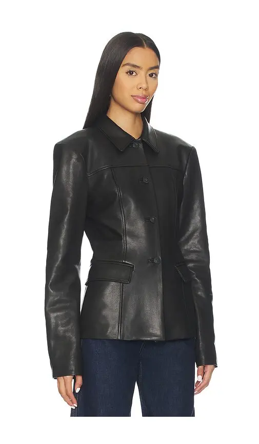 EAVES Leather Cinched Jacket - Black