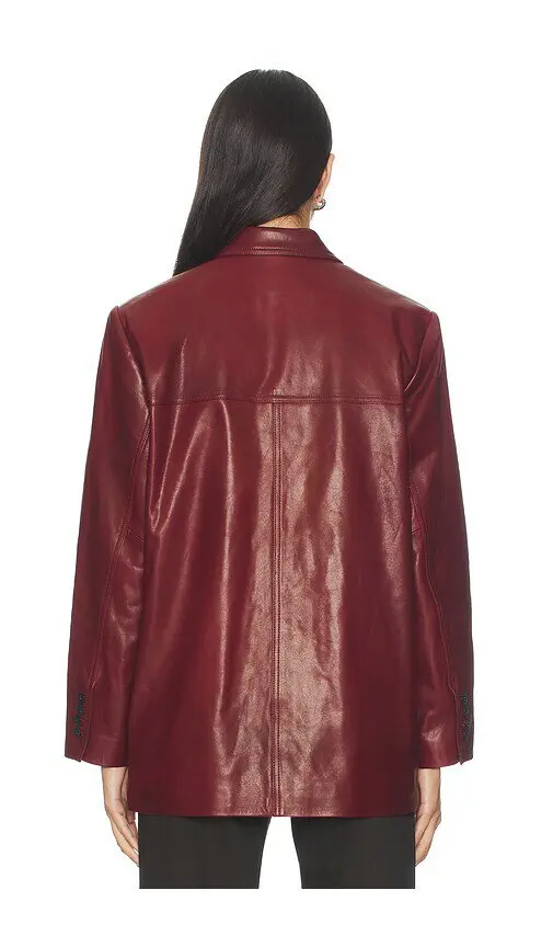 EAVES Aroa Leather Blazer Jacket - Beet Red