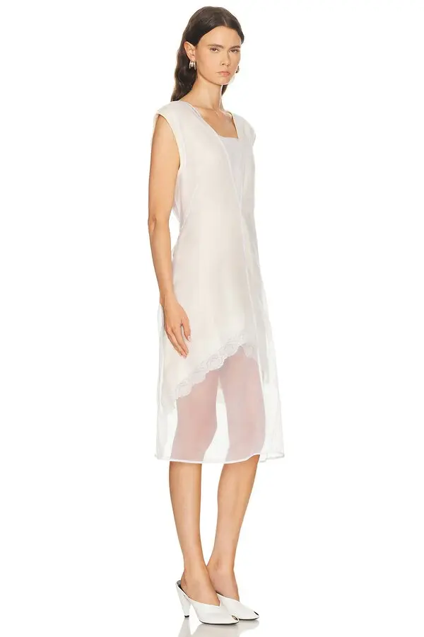 JIL SANDER V Neck Dress - Optic White