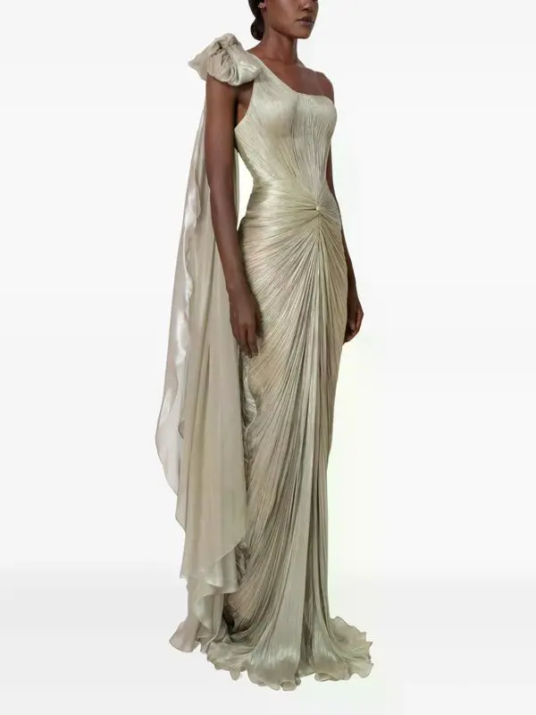 IRIS SERBAN Lissa One-shoulder Bow Maxi Dress