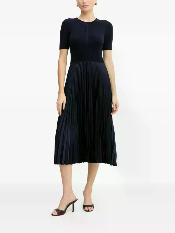 BOSS Ribbed Pleated Midi Dress