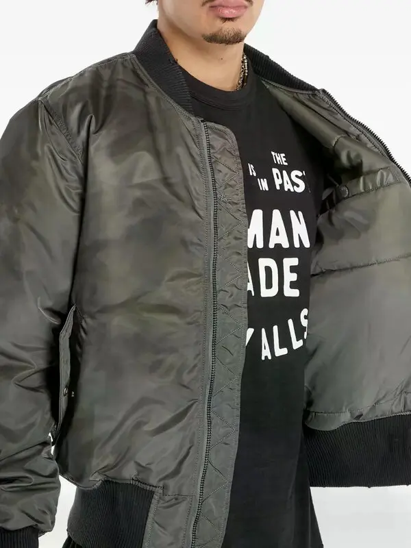 Alpha Industries Ma-1 Distressed Logo Detail Bomber Jacket - Grey