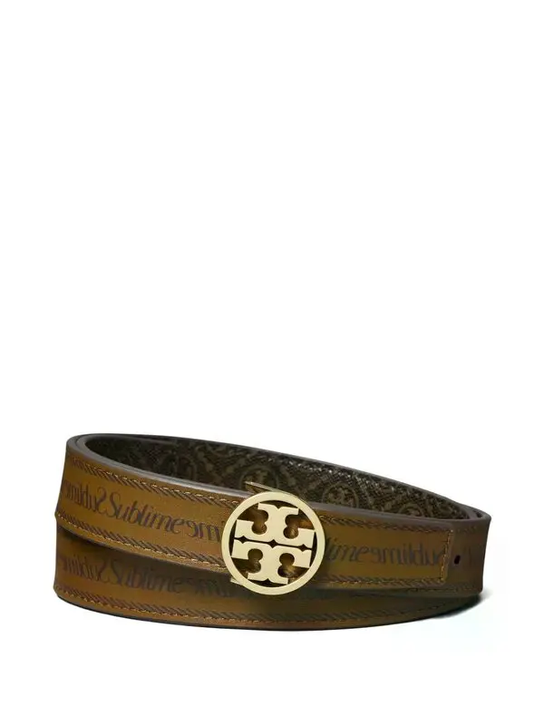 Tory Burch Monogram-Pattern Belt - Brown | Editorialist display picture 3