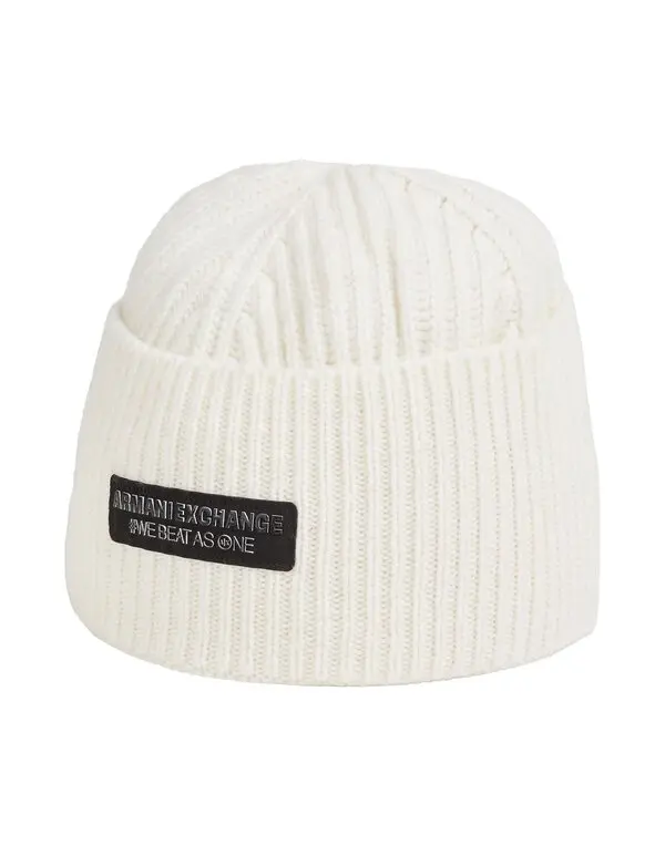 Armani Exchange Knitted Beanie - White