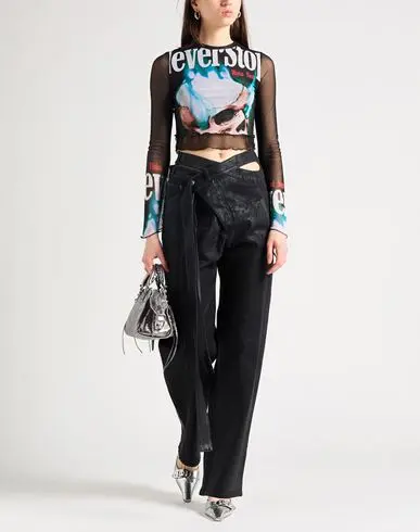 VISION OF SUPER Printed Tulle Crop Top
