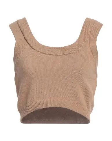 VICOLO Knitted Sleeveless Crop Top - Sand
