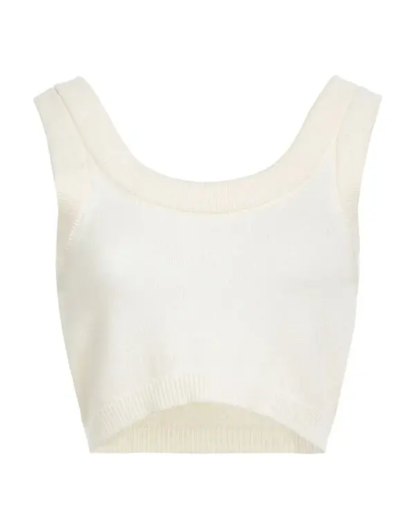 VICOLO Sleeveless Knit Crop Top - White