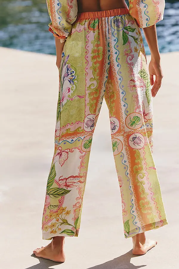 CELANDINE Printed Sheer Pants - Multi Floral
