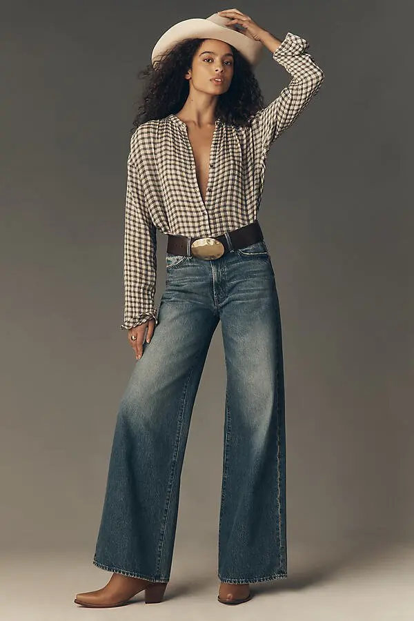 MOTHER The Ditcher Roller High-rise Wide-leg Jeans - Remember When